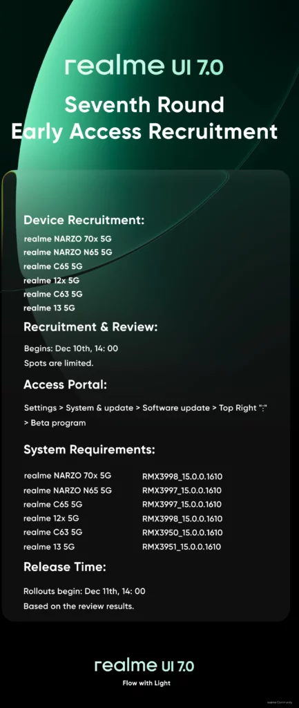 Realme UI 7.0 Early Access Round 7 begins: Eligible devices, registration steps, and more ...